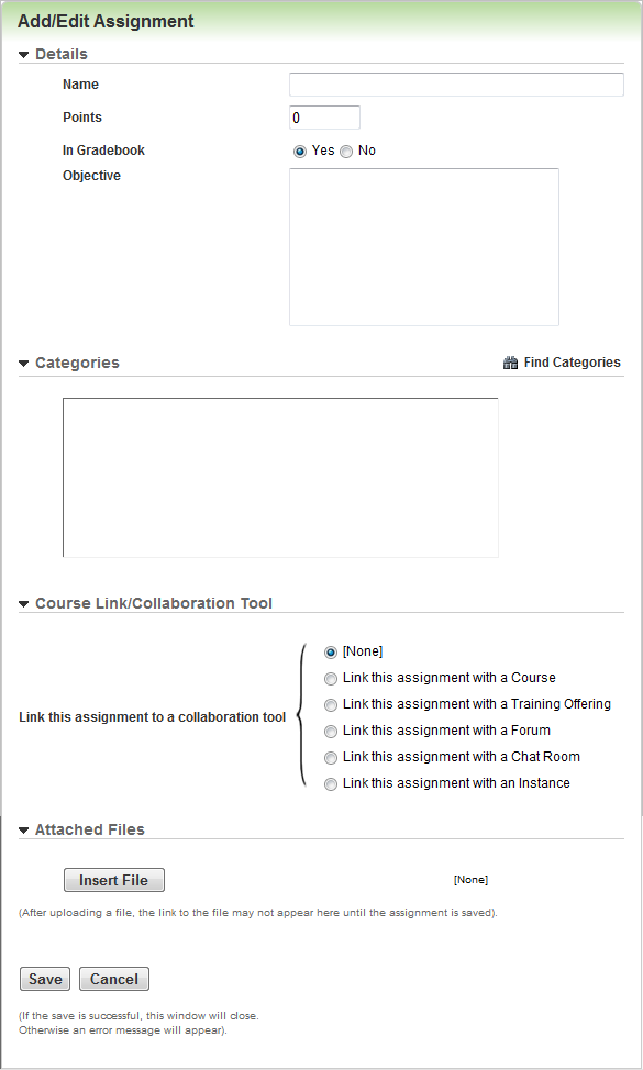 Adding a New Assignment