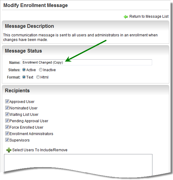 Copying Enrollment Messages