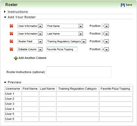 Customizing the Enrollment Roster Template