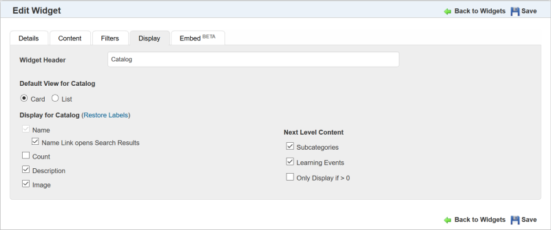 Adding A Catalog Widget