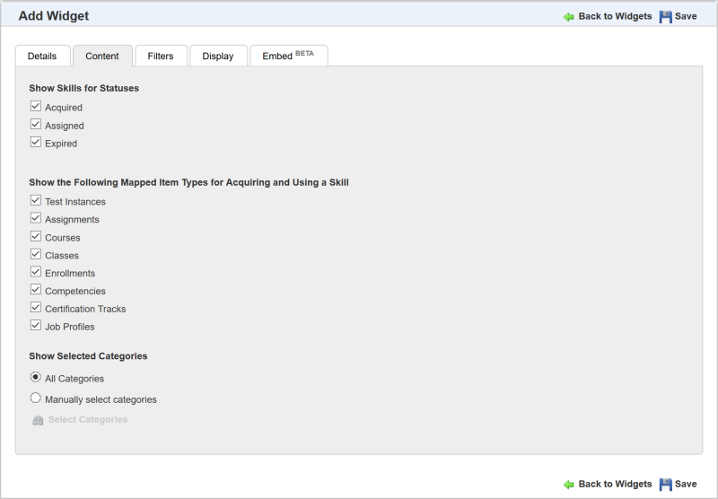 Adding a Custom Skills Widget