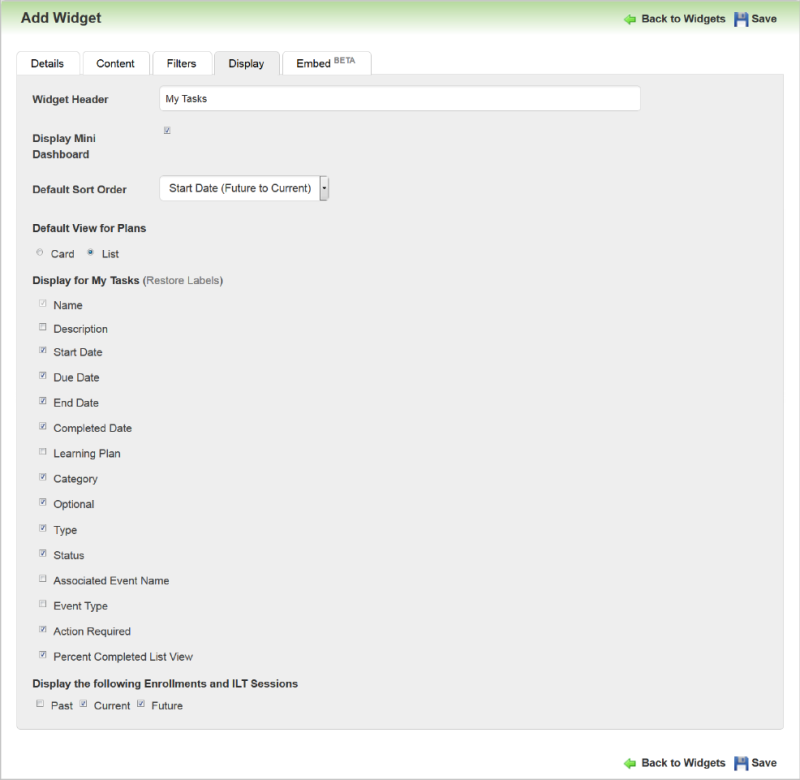 Adding a Custom My Tasks Widget