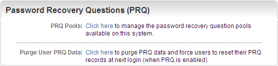 Password Recovery Questions (PRQ)