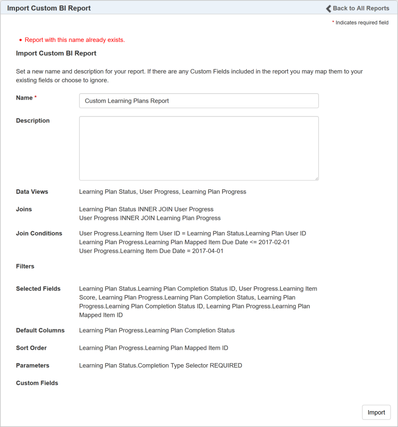 Importing And Exporting BI Reports