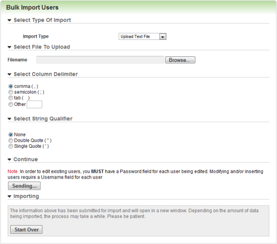 Bulk Importing Users