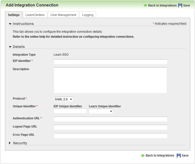 Adding a New SSO Connection